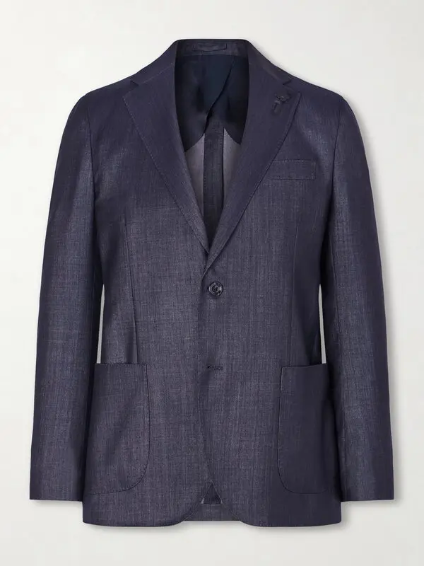 LARDINI Wool-blend Twill Suit Jacket - Blue