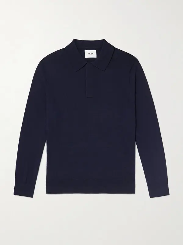 Nn07 Emerson 6605 Wool Polo Shirt - Blue