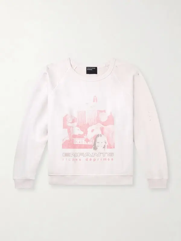Enfants Riches Déprimés Incandescent Distressed Cotton-jersey Sweatshirt - White