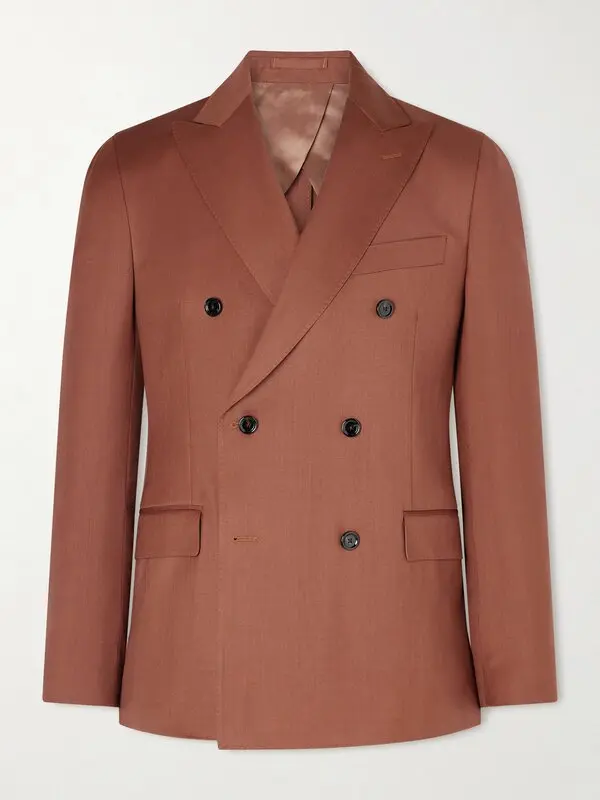 LARDINI Iconic Double-breasted Virgin Wool Suit Jacket
