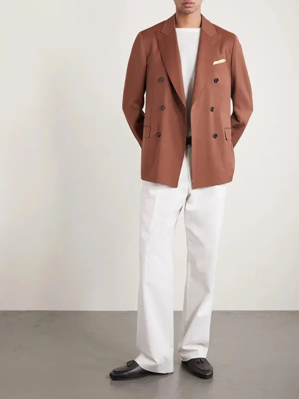 LARDINI Iconic Double-breasted Virgin Wool Suit Jacket