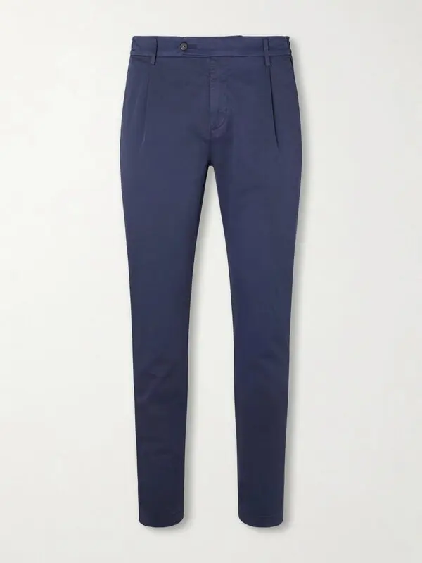 Eleventy Slim-fit Cotton-blend Twill Chinos - Blue