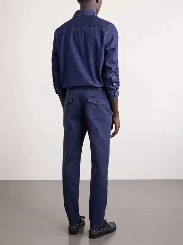 Eleventy Slim-fit Cotton-blend Twill Chinos - Blue