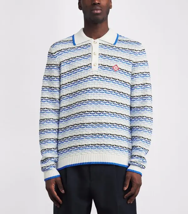 Casablanca Cotton Tuck-stitch Polo Shirt