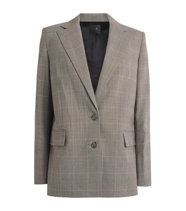 Maje Wool-blend Checked Blazer - Black