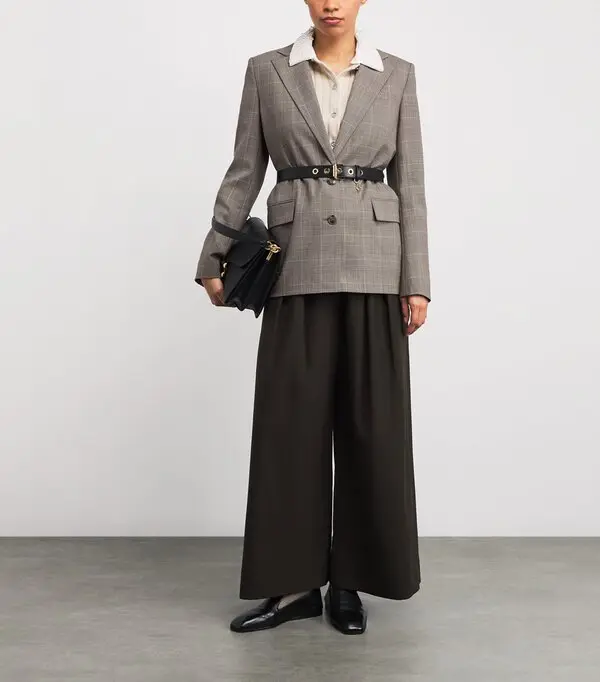 Maje Wool-blend Checked Blazer - Black
