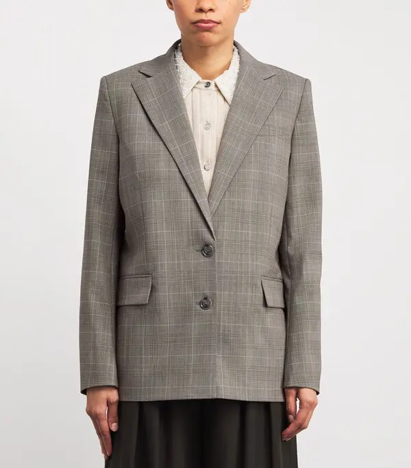 Maje Wool-blend Checked Blazer - Black