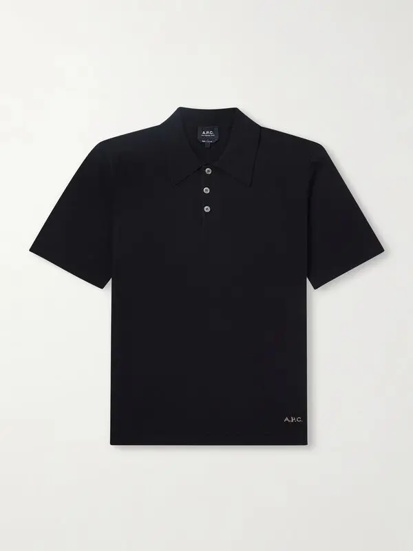 A.p.c. Logo-intarsia Cotton Polo Shirt - Black