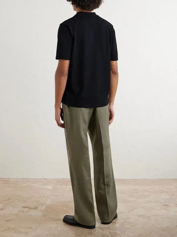 A.p.c. Logo-intarsia Cotton Polo Shirt - Black