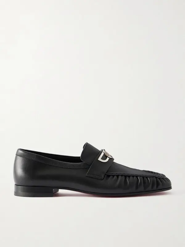 CHRISTIAN LOUBOUTIN Mocallista Embellished Leather Loafers - Black