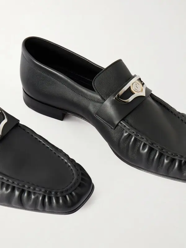 CHRISTIAN LOUBOUTIN Mocallista Embellished Leather Loafers - Black