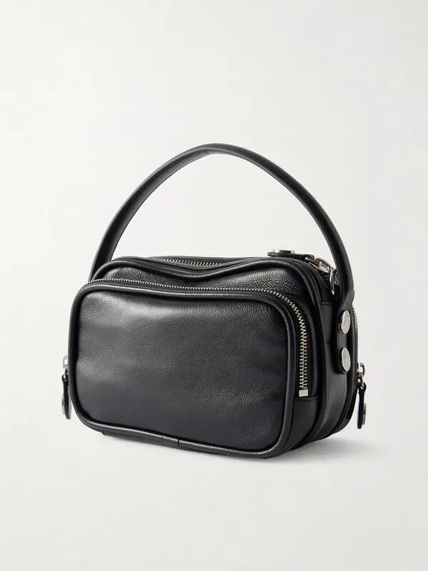 Acne Studios Textured-leather Messenger Bag With Embellishments - Black