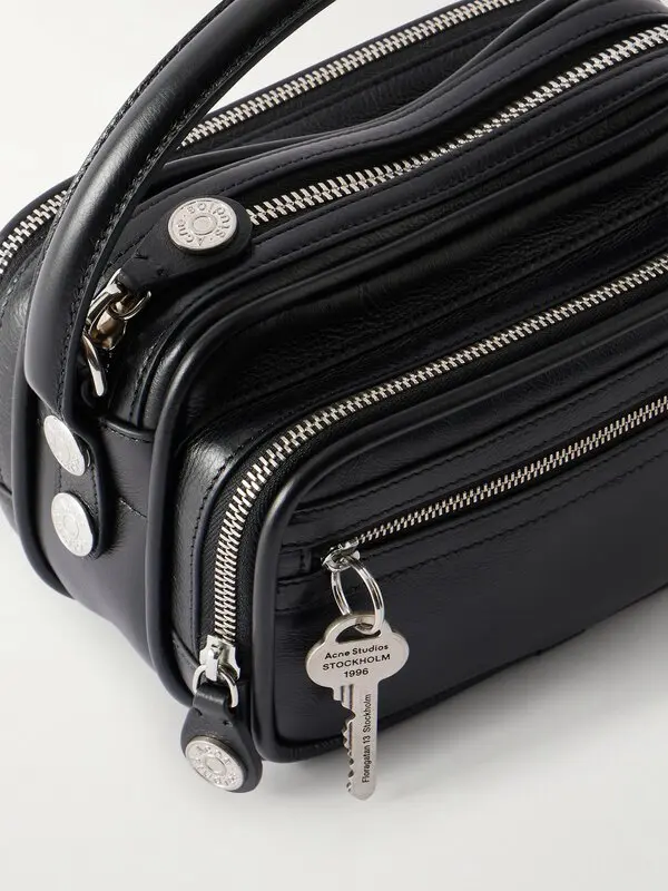 Acne Studios Textured-leather Messenger Bag With Embellishments - Black