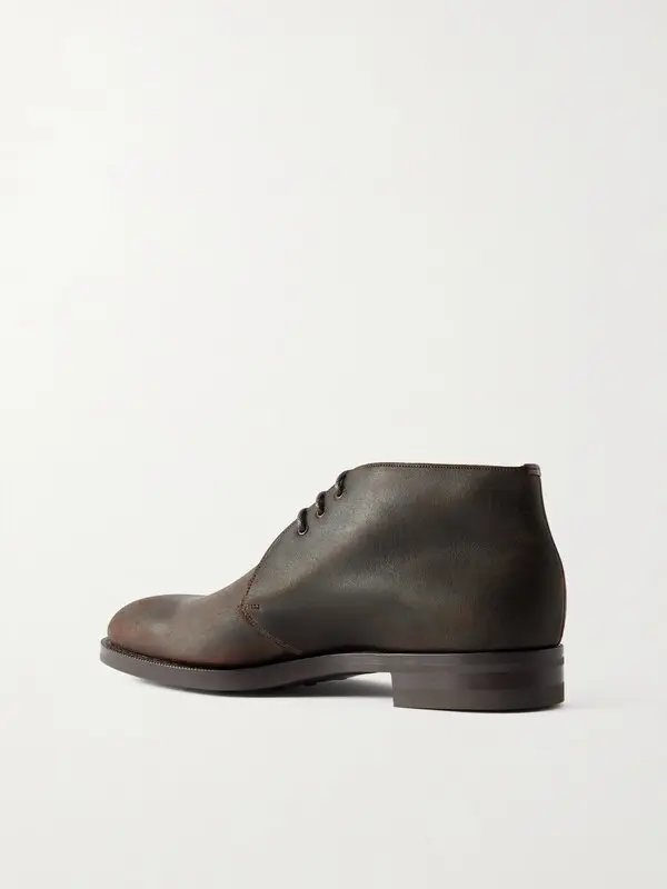 EDWARD GREEN Lanark Waxed-suede Desert Boots - Brown