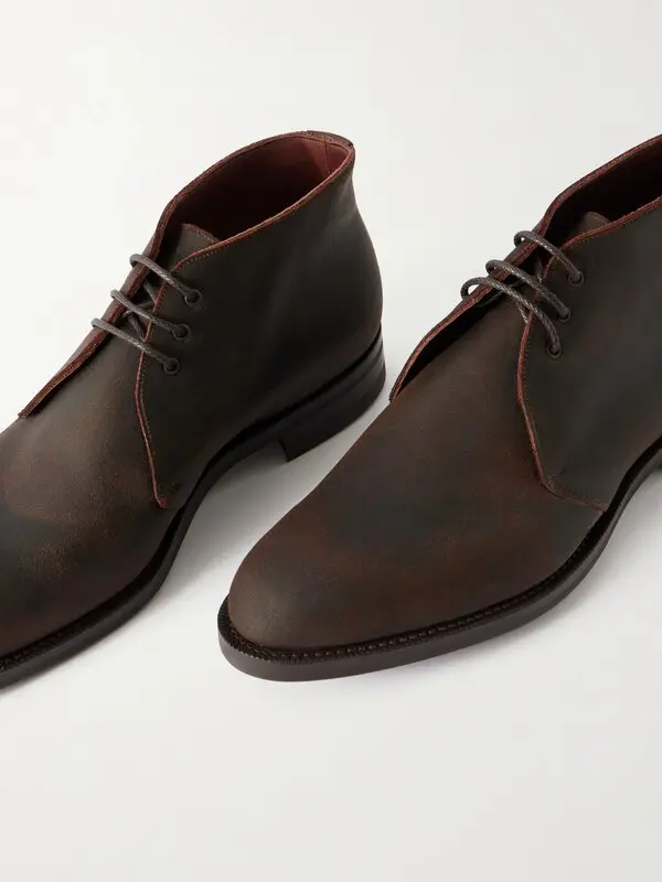 EDWARD GREEN Lanark Waxed-suede Desert Boots