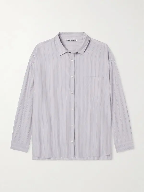 Acne Studios Striped Lyocell Shirt - Gray