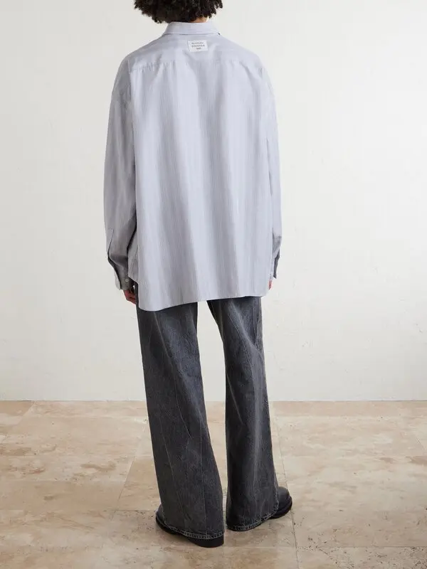 Acne Studios Striped Lyocell Shirt - Gray