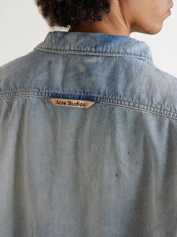 Acne Studios Paint-splattered Distressed Denim Shirt