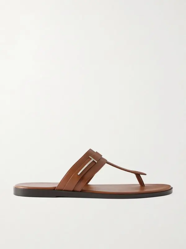 TOM FORD Brighton Leather Sandals - Brown