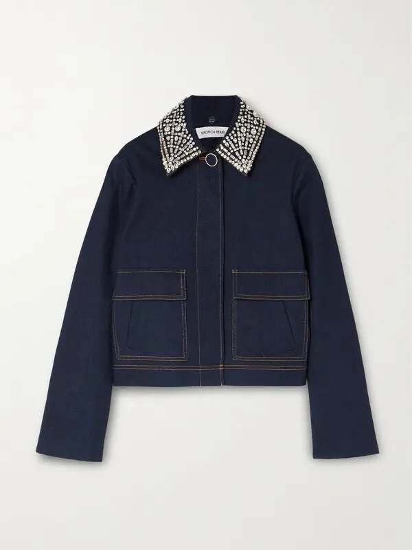 Veronica Beard Barrington Crystal-embellished Denim Jacket - Blue