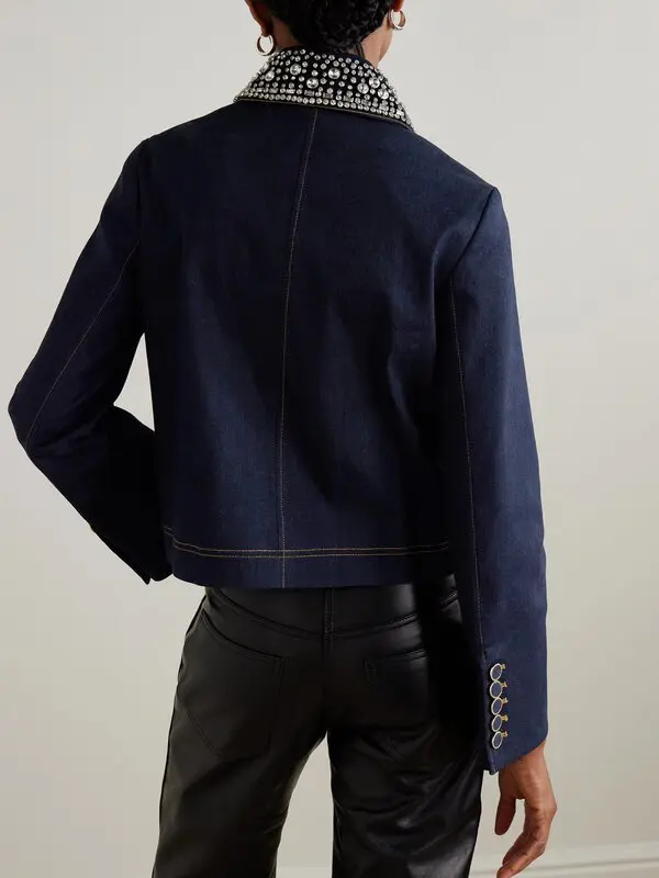 Veronica Beard Barrington Crystal-embellished Denim Jacket - Blue