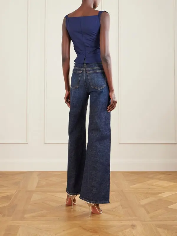 VIVIENNE WESTWOOD Draped Embroidered Cotton-poplin Top - Blue
