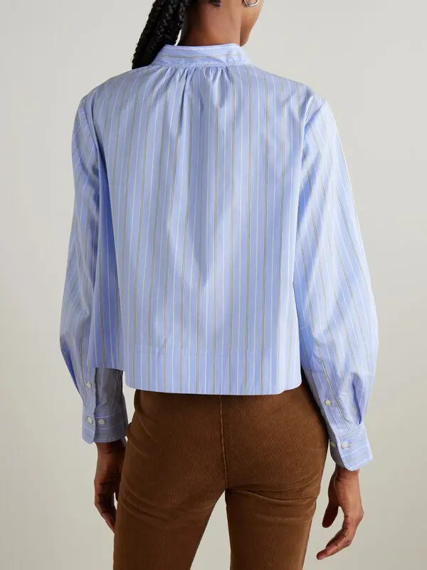 Veronica Beard Kaits Tie-neck Striped Blouse - Blue