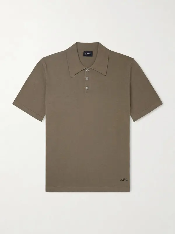A.p.c. Logo-intarsia Cotton Polo Shirt - Green