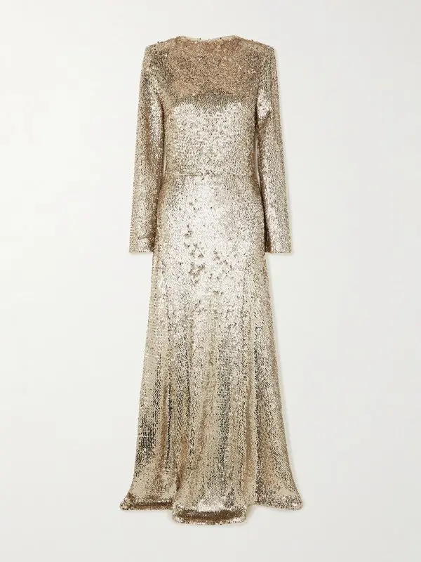 Simkhai Beatrice Sequined Tulle Gown - Gold