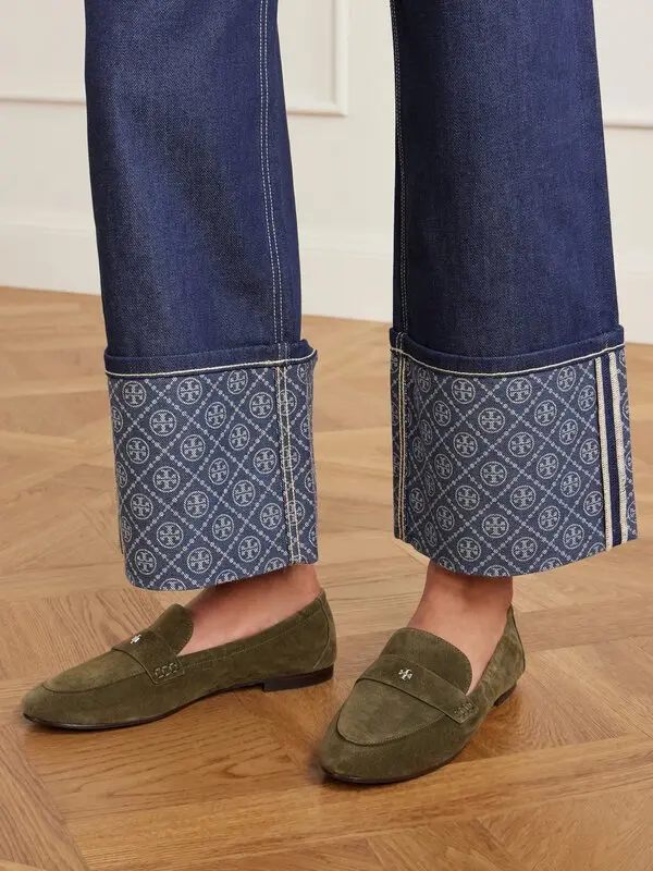 Tory Burch Printed High-rise Straight-leg Jeans - Blue