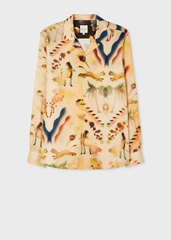 Paul Smith Beige 'lumiere' Print Lyocell Shirt