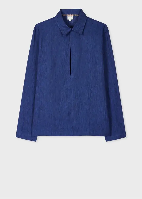 Paul Smith Indigo Linen Popover Shirt