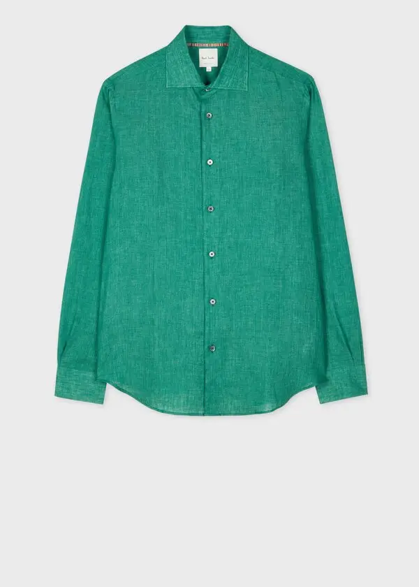 Paul Smith Slim-fit Green Linen Shirt