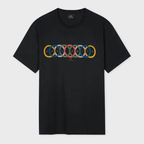 Paul Smith Dark Navy 'overlapping Circles' Print T-shirt