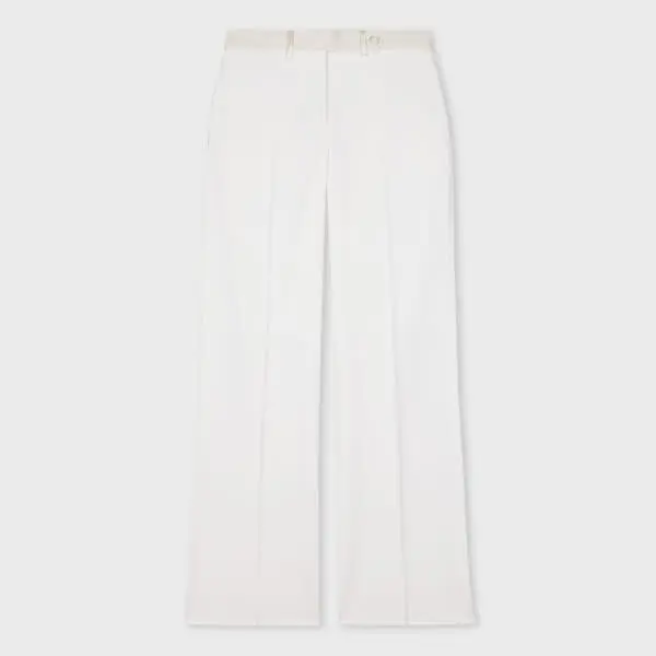 Paul Smith Ivory Wool-blend Wide-leg Trousers