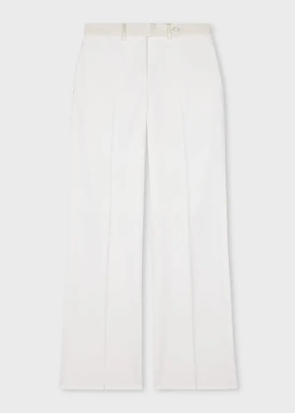 Paul Smith Ivory Wool-blend Wide-leg Trousers