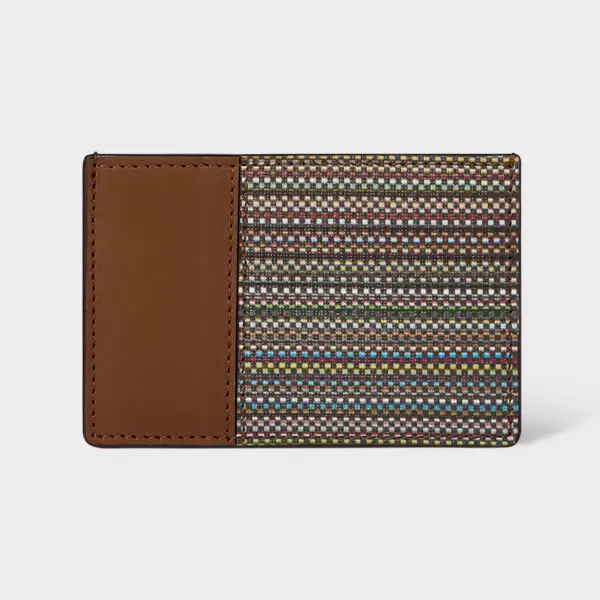 Paul Smith Signature Stripe' Coated Canvas Card Holder - Brown