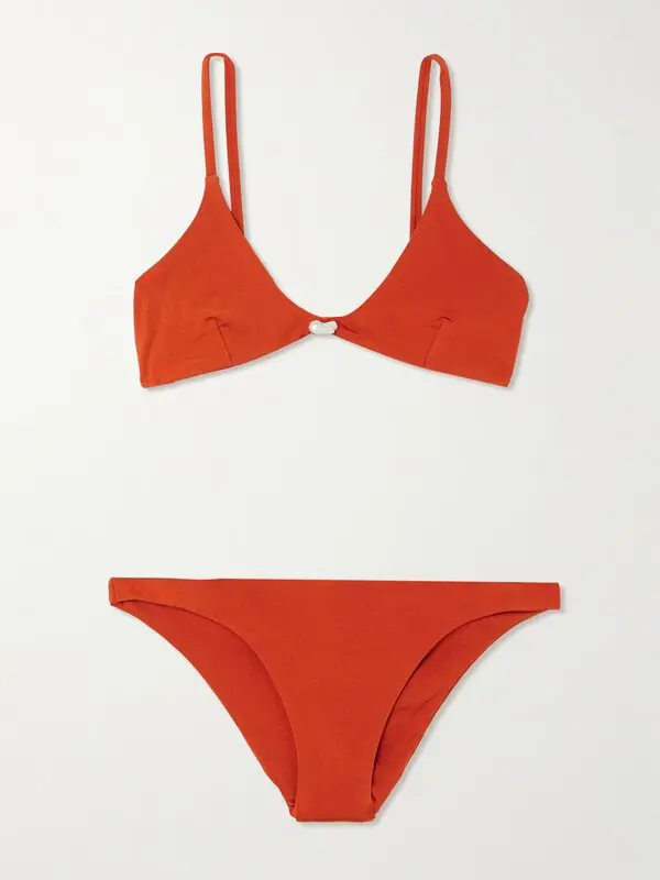 SARA CRISTINA Luna Pearl-embellished Bikini - Orange