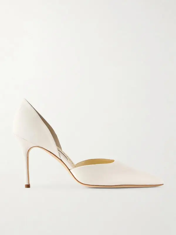 Manolo Blahnik Taylerbinu 90 Satin Pumps - Neutrals