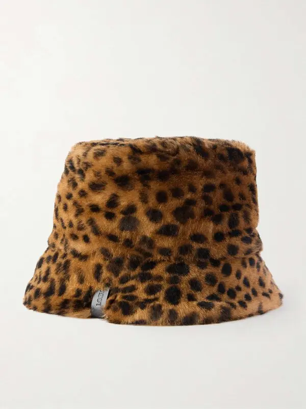 Loewe Leopard-print Shearling Bucket Hat - Leopard Print