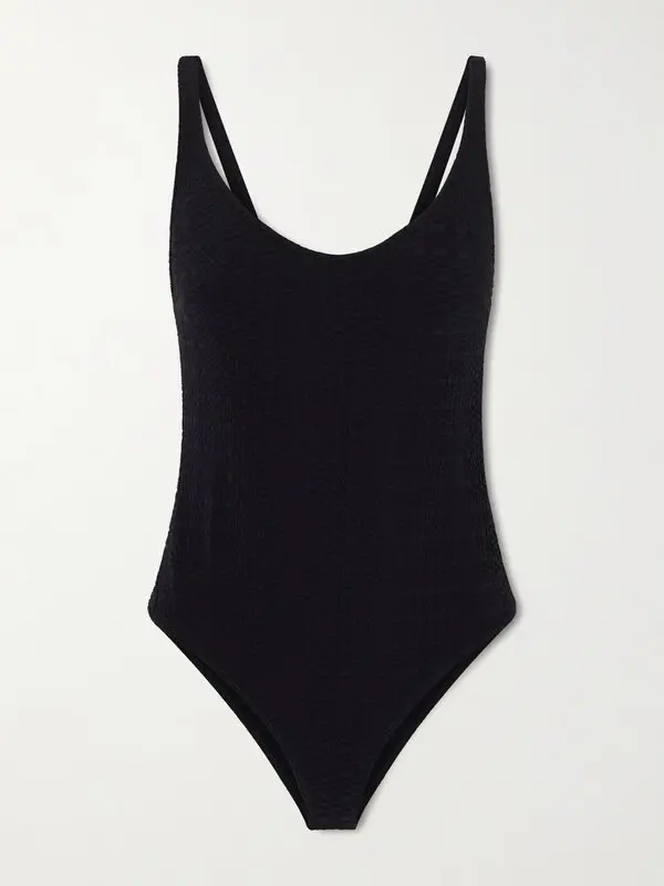 Lisa Marie Fernandez Marilyn Stretch-seersucker Swimsuit - Black