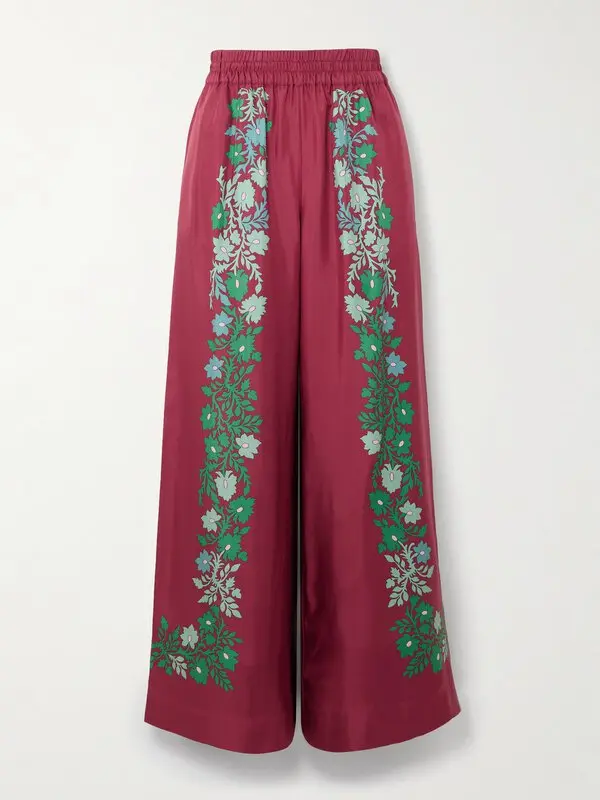 La DoubleJ Palazzo Printed Silk Wide-leg Pants