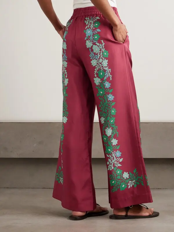 La DoubleJ Palazzo Printed Silk Wide-leg Pants