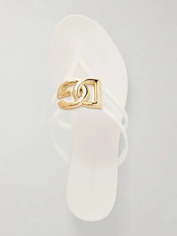 Dolce & Gabbana Embellished Rubber Flip Flops