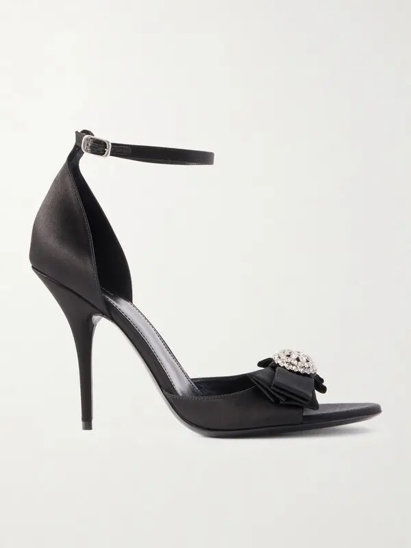 Balenciaga Avenue Palazzo Crystal-embellished Satin Sandals - Black