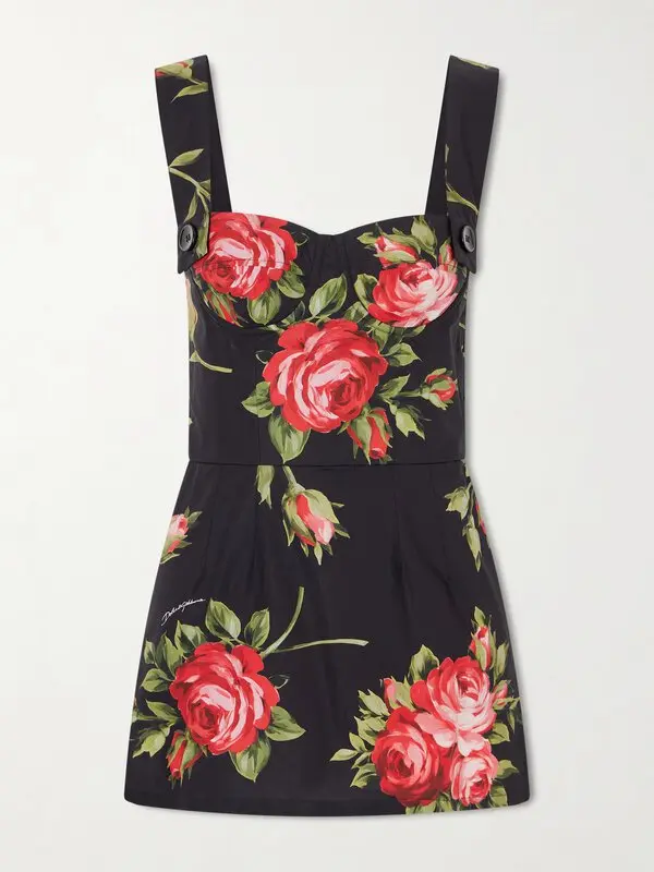 Dolce & Gabbana Floral-print Cotton Mini Dress