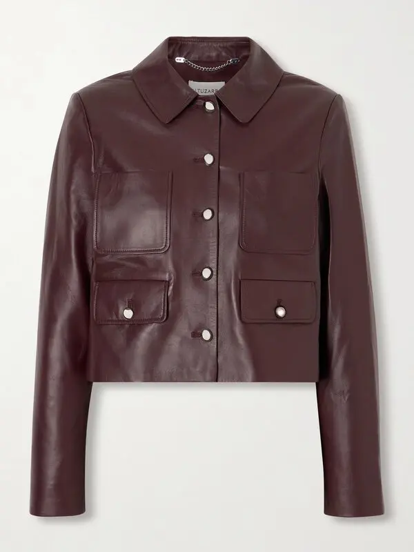Altuzarra Astley Cropped Leather Jacket - Burgundy
