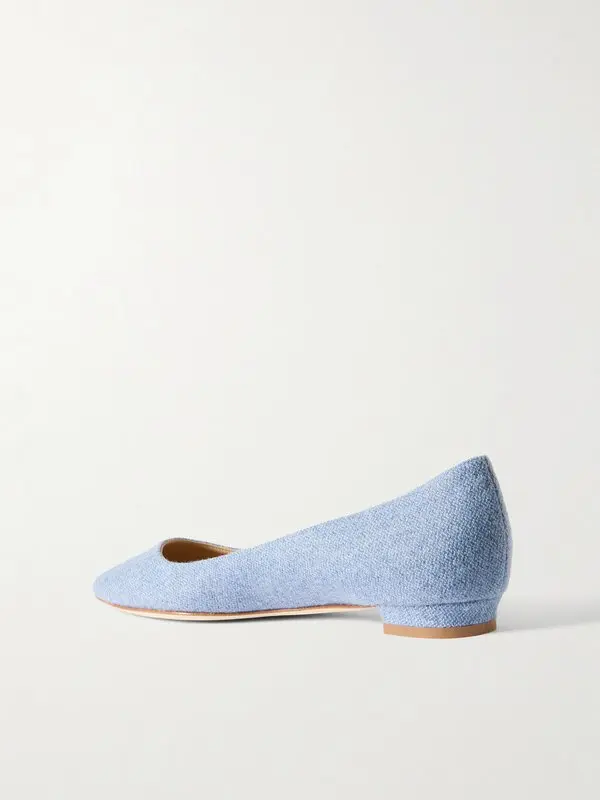 Manolo Blahnik Tweed Ballerina Flats - Blue