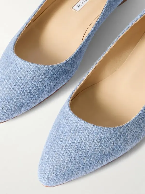 Manolo Blahnik Tweed Ballerina Flats - Blue