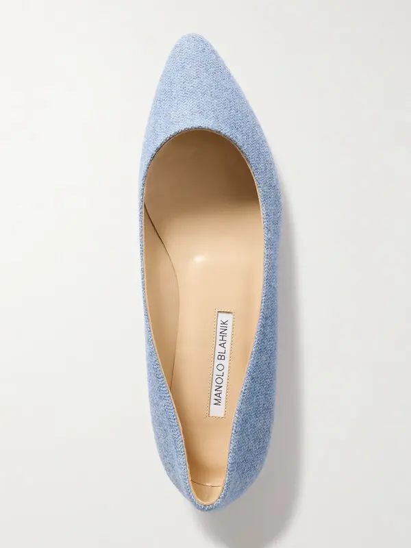 Manolo Blahnik Tweed Ballerina Flats - Blue